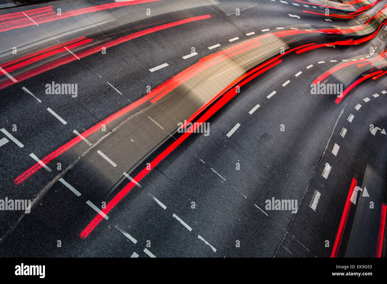 Motion blurred city road traffic (color toned image Stock Photo - Alamy