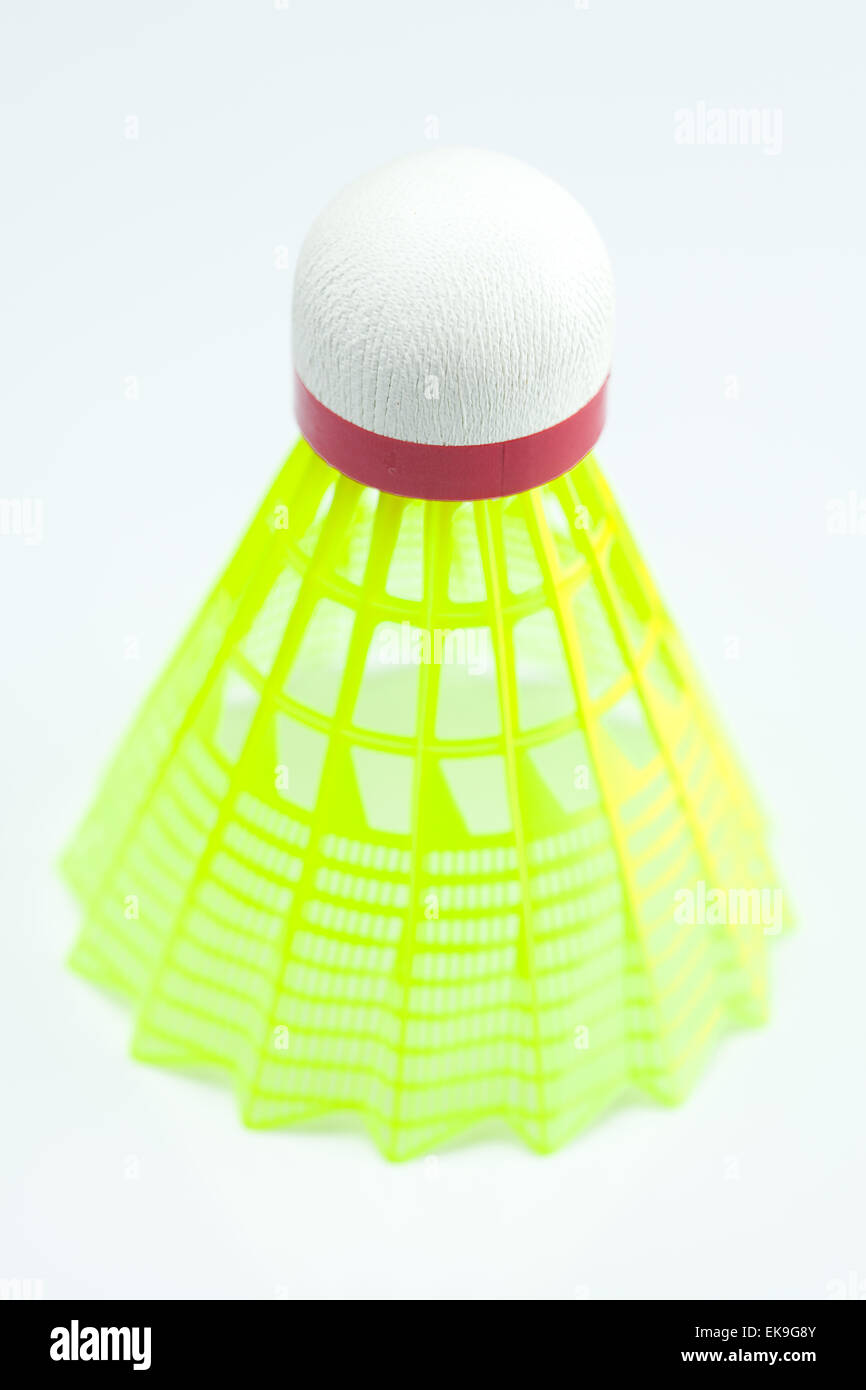 yellow shuttlecock badminton isolated on white Stock Photo - Alamy