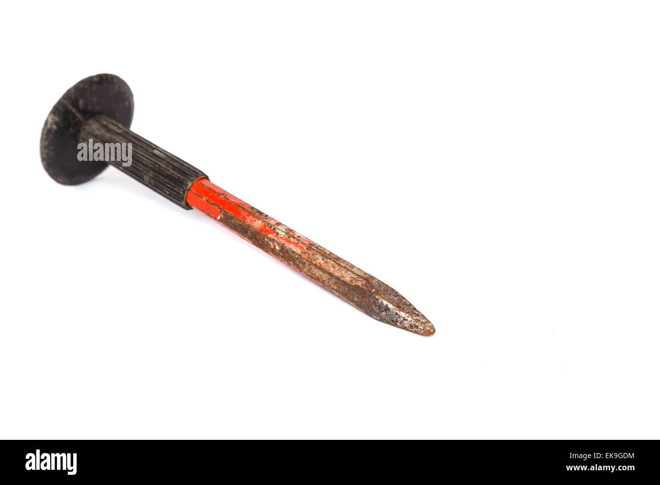 Chisel for concrete work isolated on white background Stock Photo - Alamy