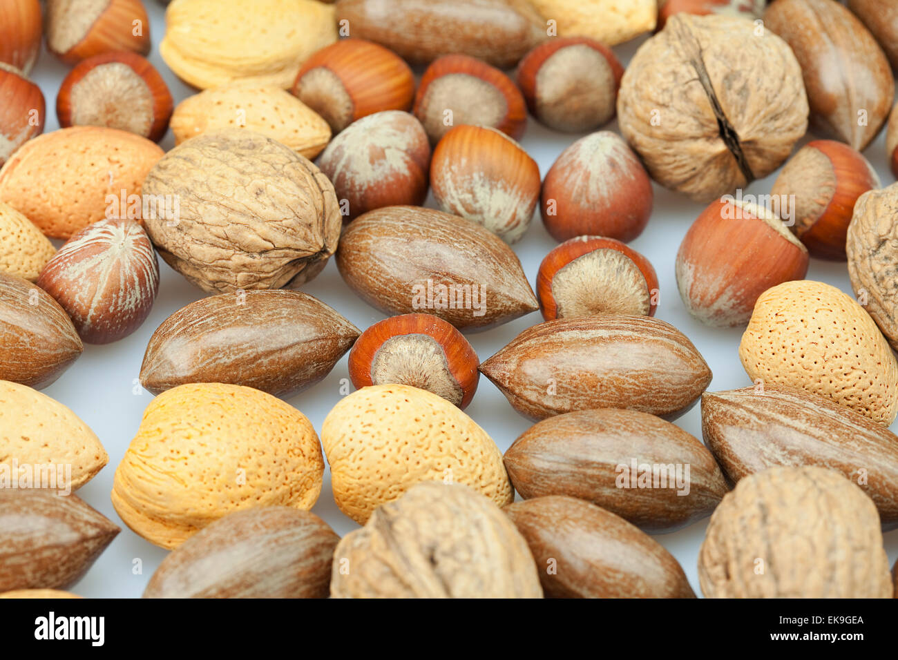 background of various kinds of nuts Stock Photo - Alamy