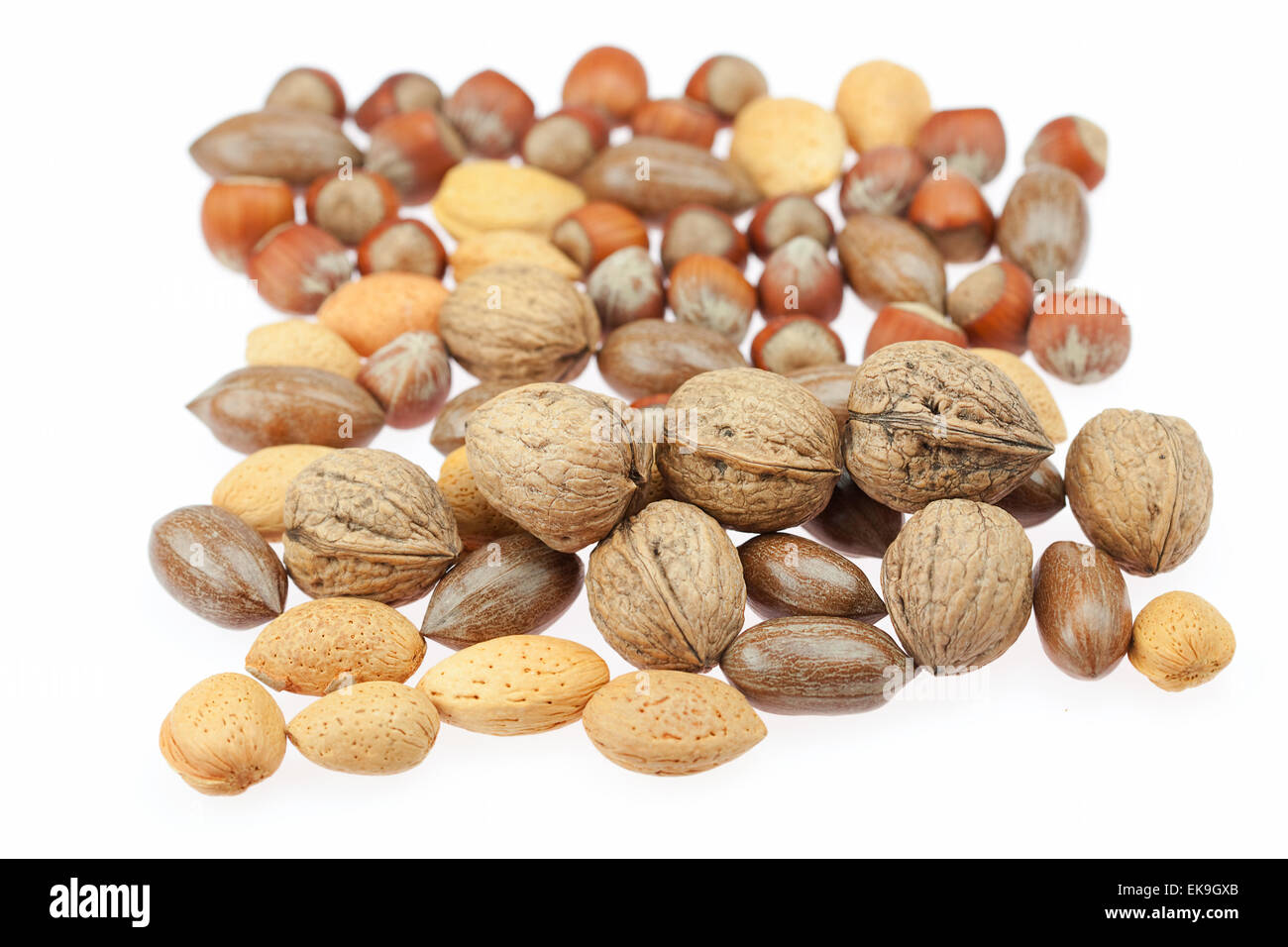 background of various kinds of nuts Stock Photo - Alamy