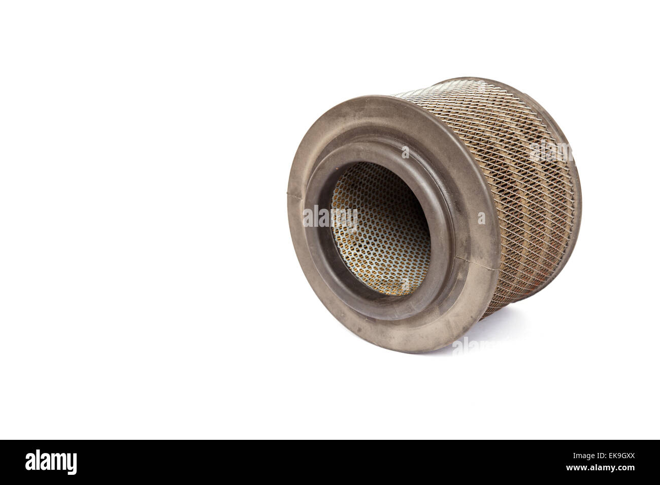 Old car air filter isolated on white background Stock Photo - Alamy