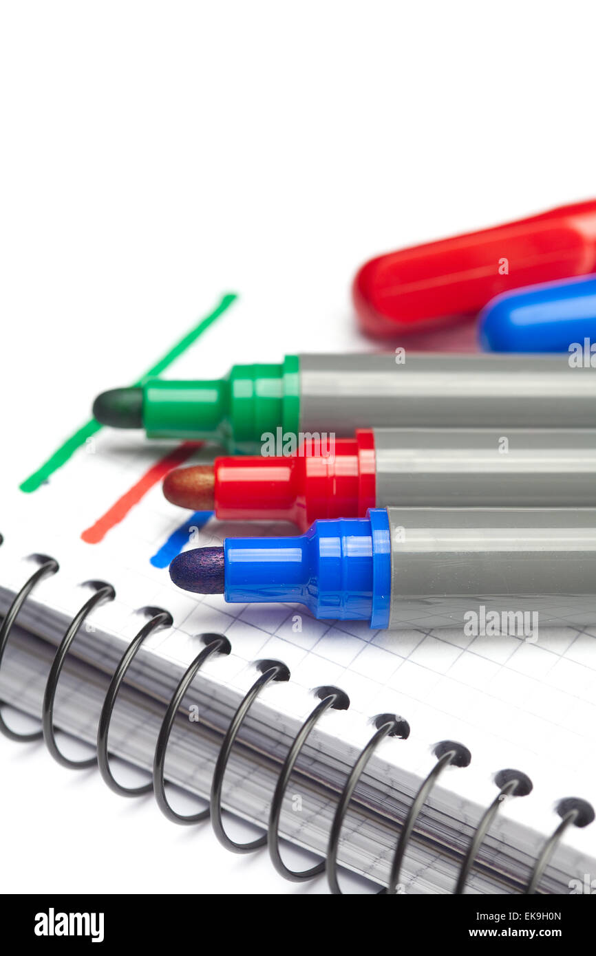 a colorful office markers isolated on white Stock Photo - Alamy