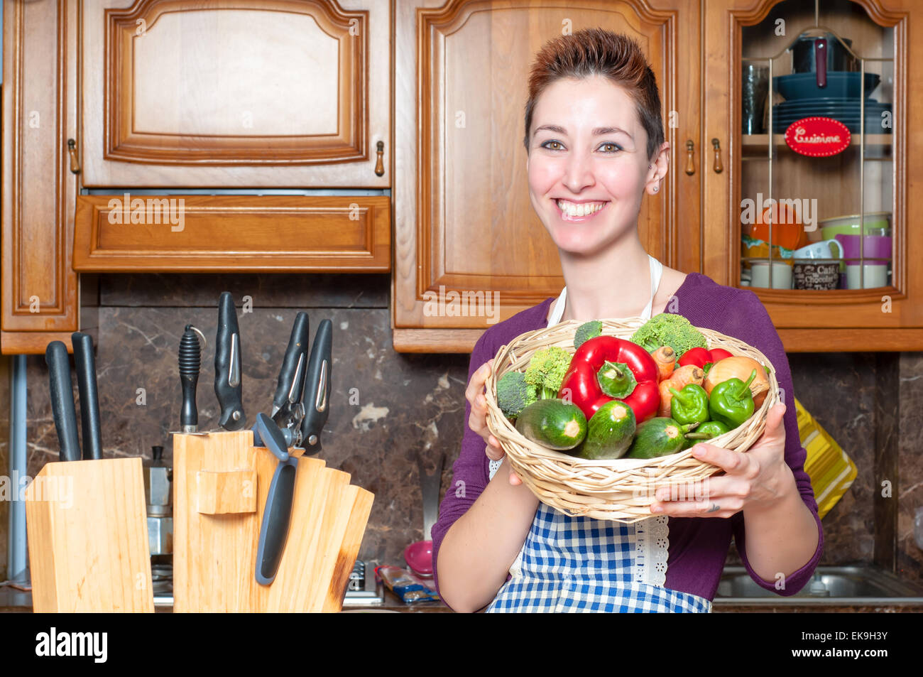 Beautiful housewife basket in kitchen hi-res stock photography and ...