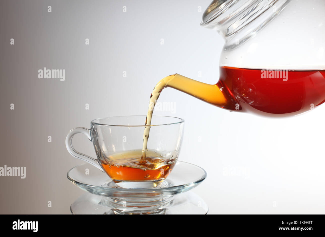 Pouring tea to a teacup Stock Photo - Alamy