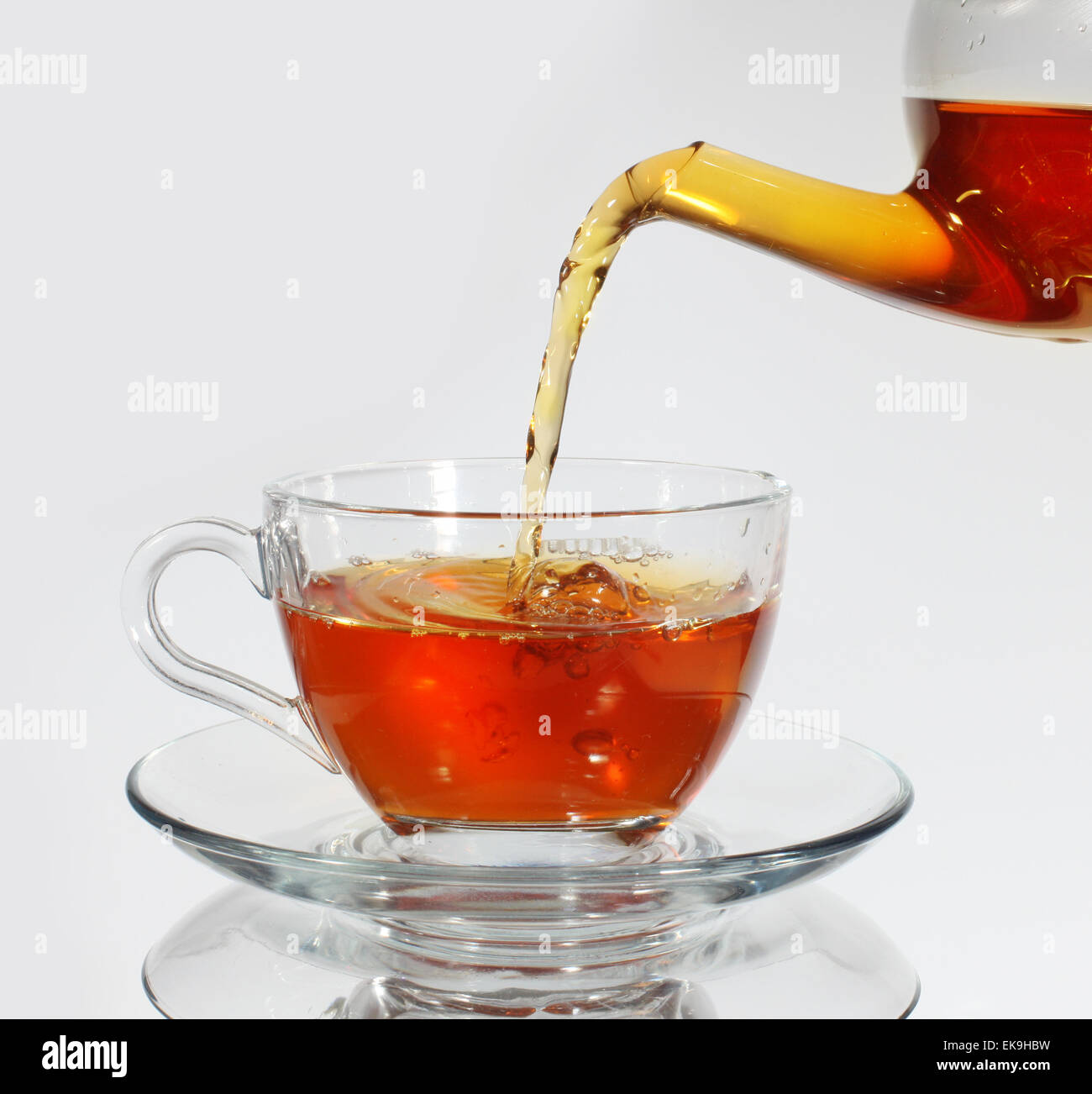 Pouring tea to a teacup Stock Photo - Alamy