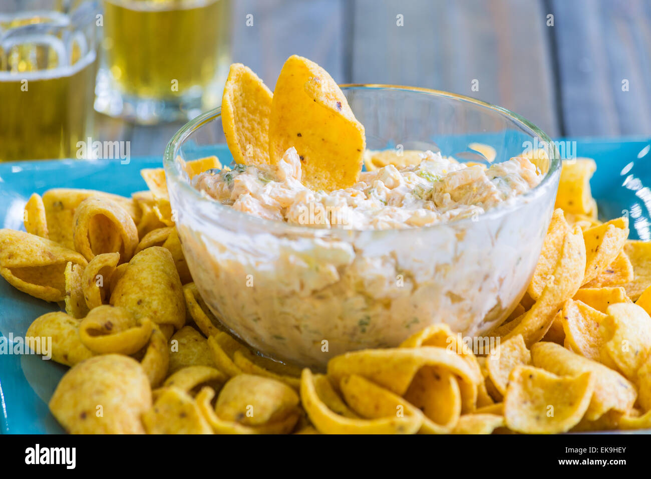 Dip of cream cheese and kim chee, served with chips Stock Photo - Alamy