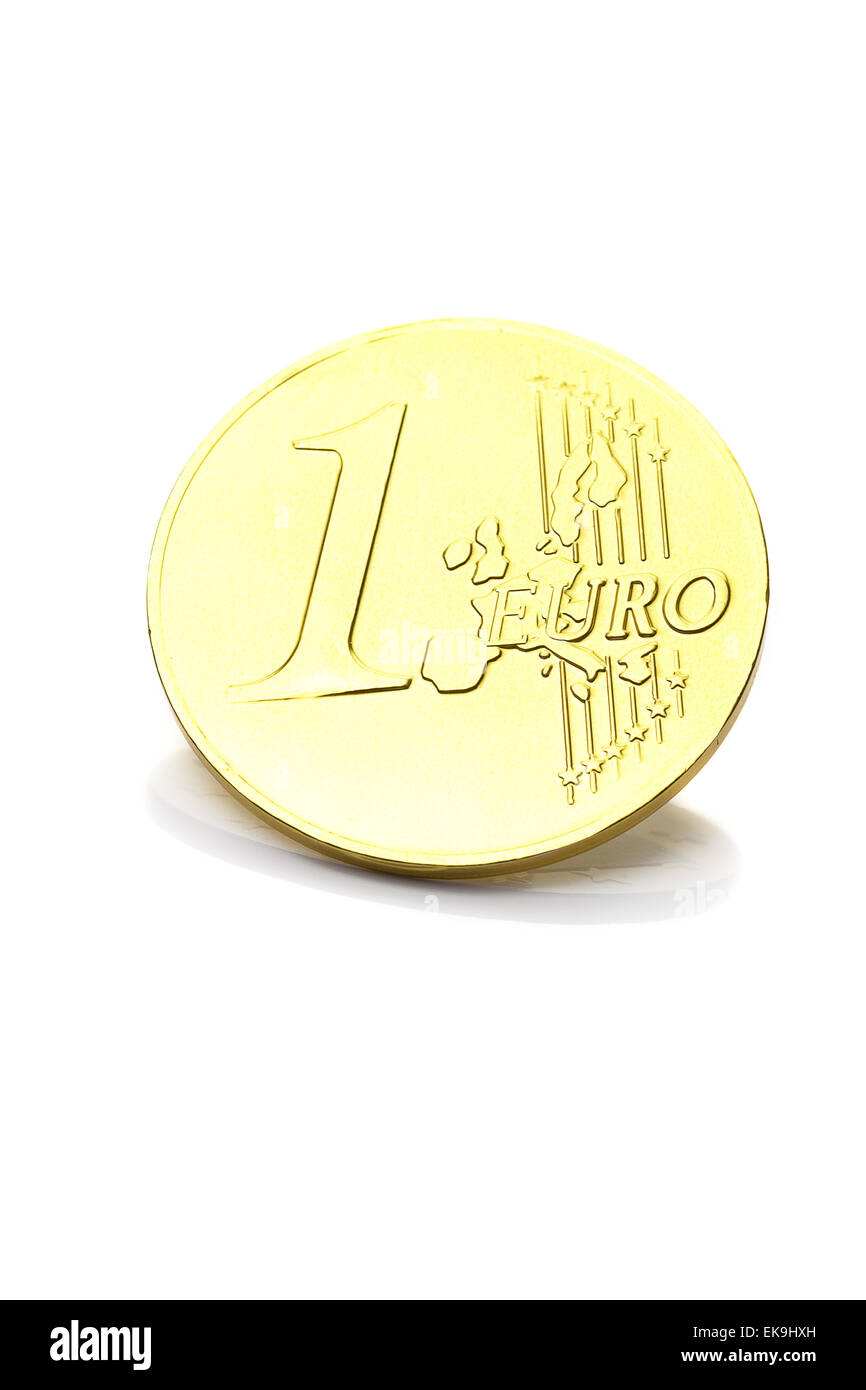 gold coin one euro isolated on white Stock Photo - Alamy