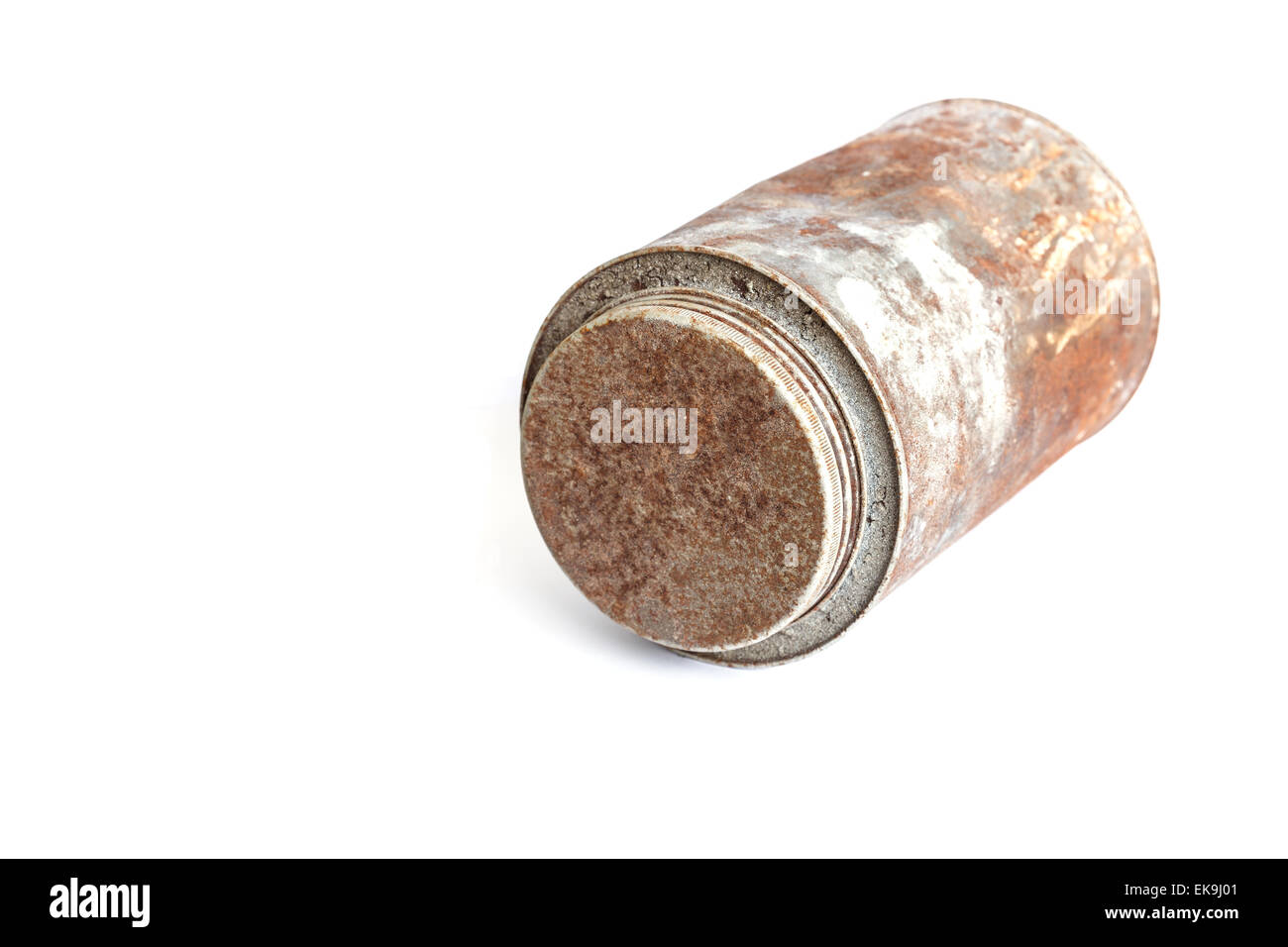 Rusty metal can isolated on white background Stock Photo - Alamy