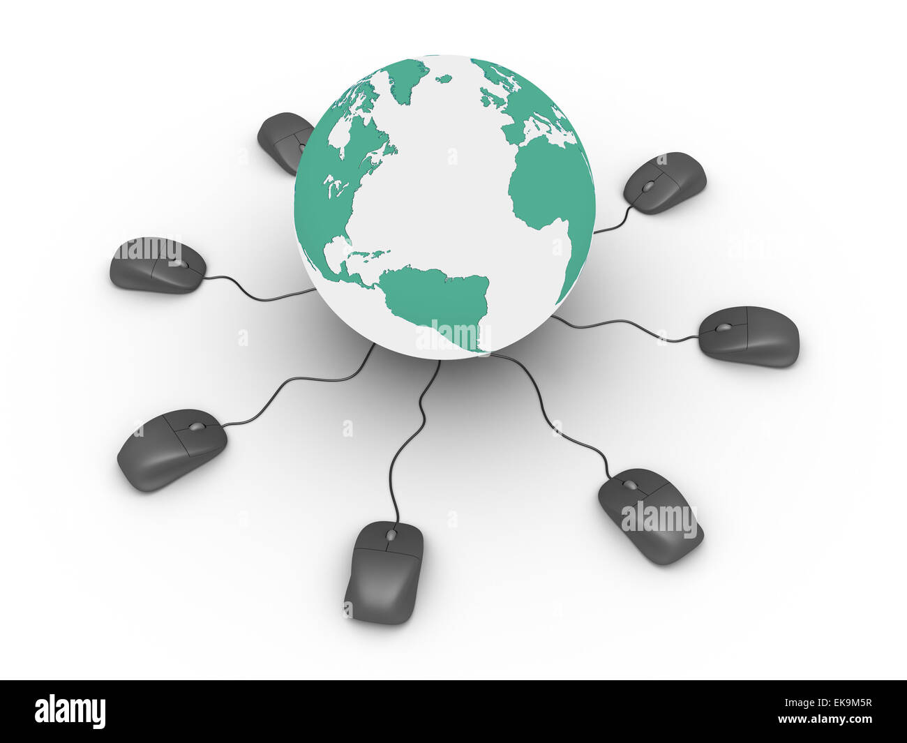 Computer mice connected to earth Stock Photo - Alamy
