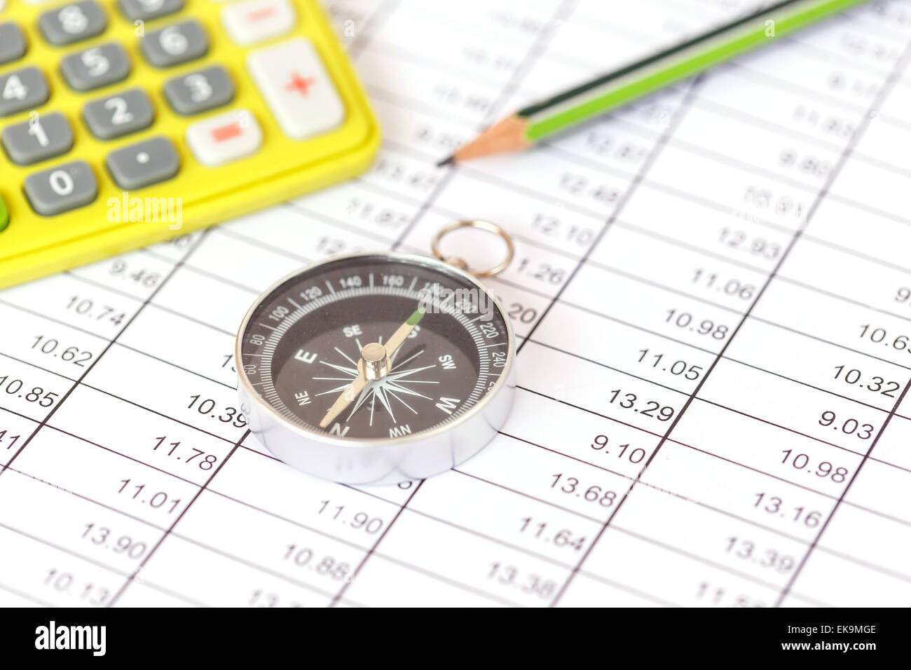 Close up Compass on paper sheet with number Stock Photo - Alamy