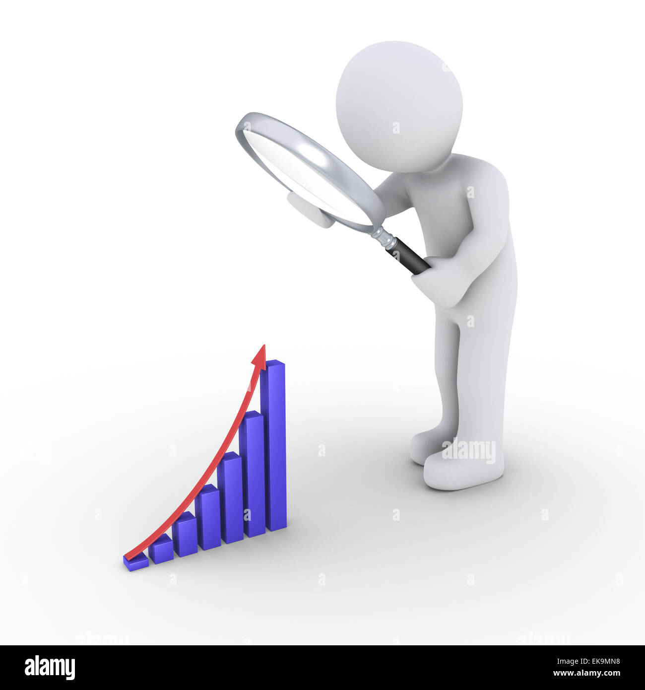 Person with magnifier looking for good results graph Stock Photo - Alamy