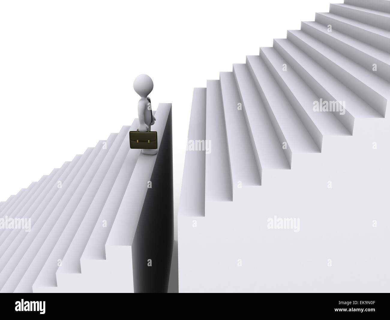 Businessman standing before gap of stairs Stock Photo - Alamy