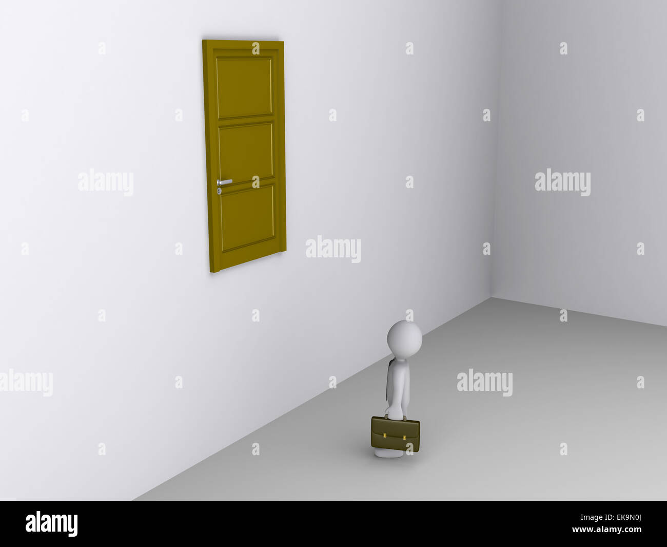 Businessman can not reach door to exit Stock Photo - Alamy