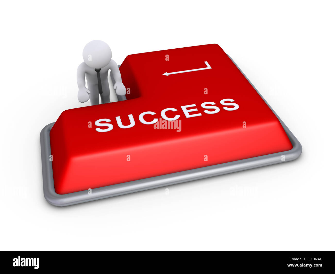 Businessman about to press success button Stock Photo - Alamy
