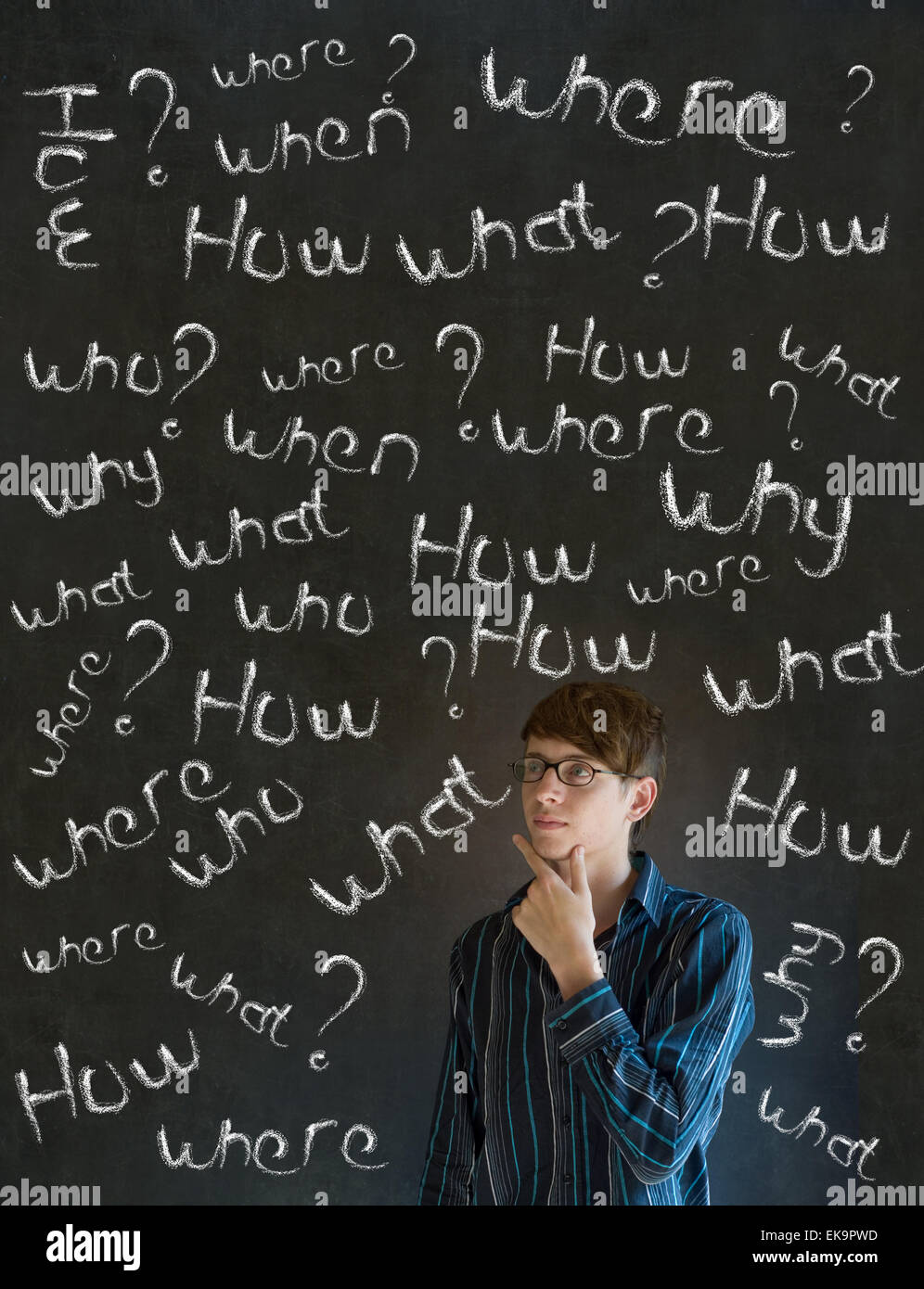 Man thinking question marks hi-res stock photography and images - Alamy
