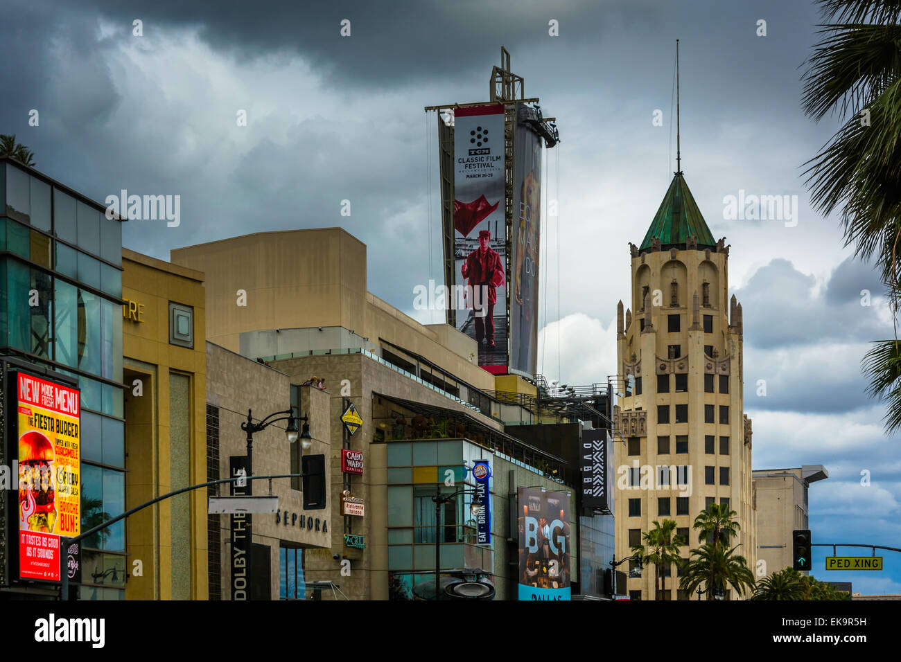 Buildings along Hollywood Boulevard, in Hollywood, Los Angeles ...