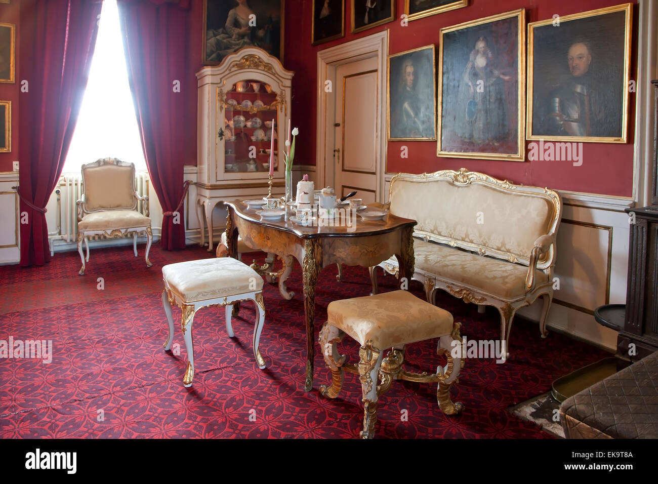 Romantic tea room at Gavnoe castle in Denmark Stock Photo - Alamy