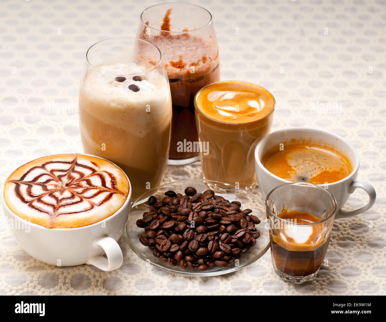 selection of different coffee type Stock Photo - Alamy