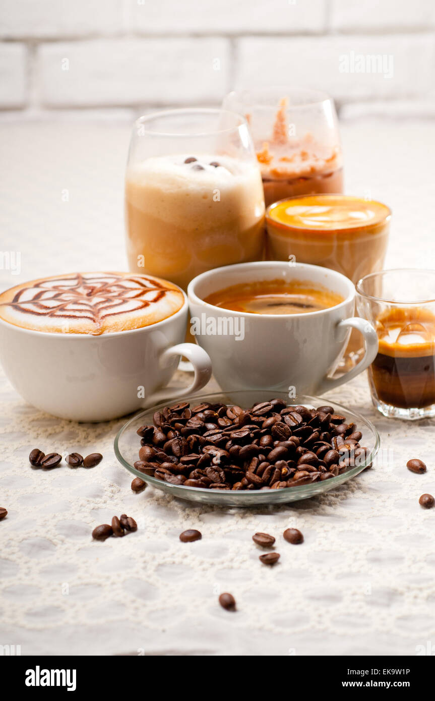 selection of different coffee type Stock Photo - Alamy