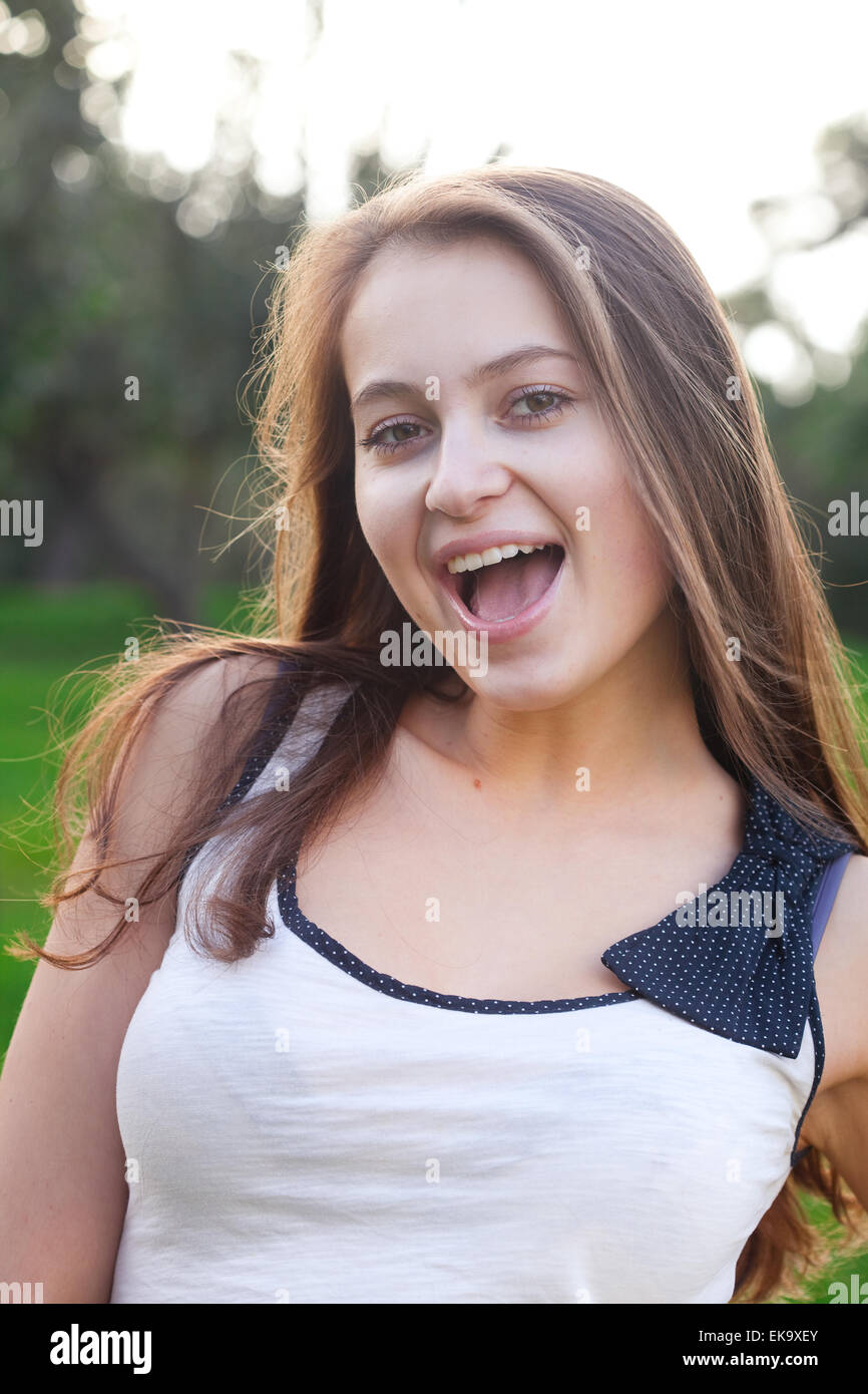 portrait of a beautiful young woman outdoor Stock Photo - Alamy