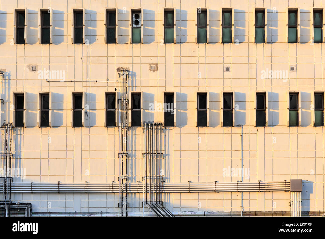 The side of building with sunset light Stock Photo - Alamy