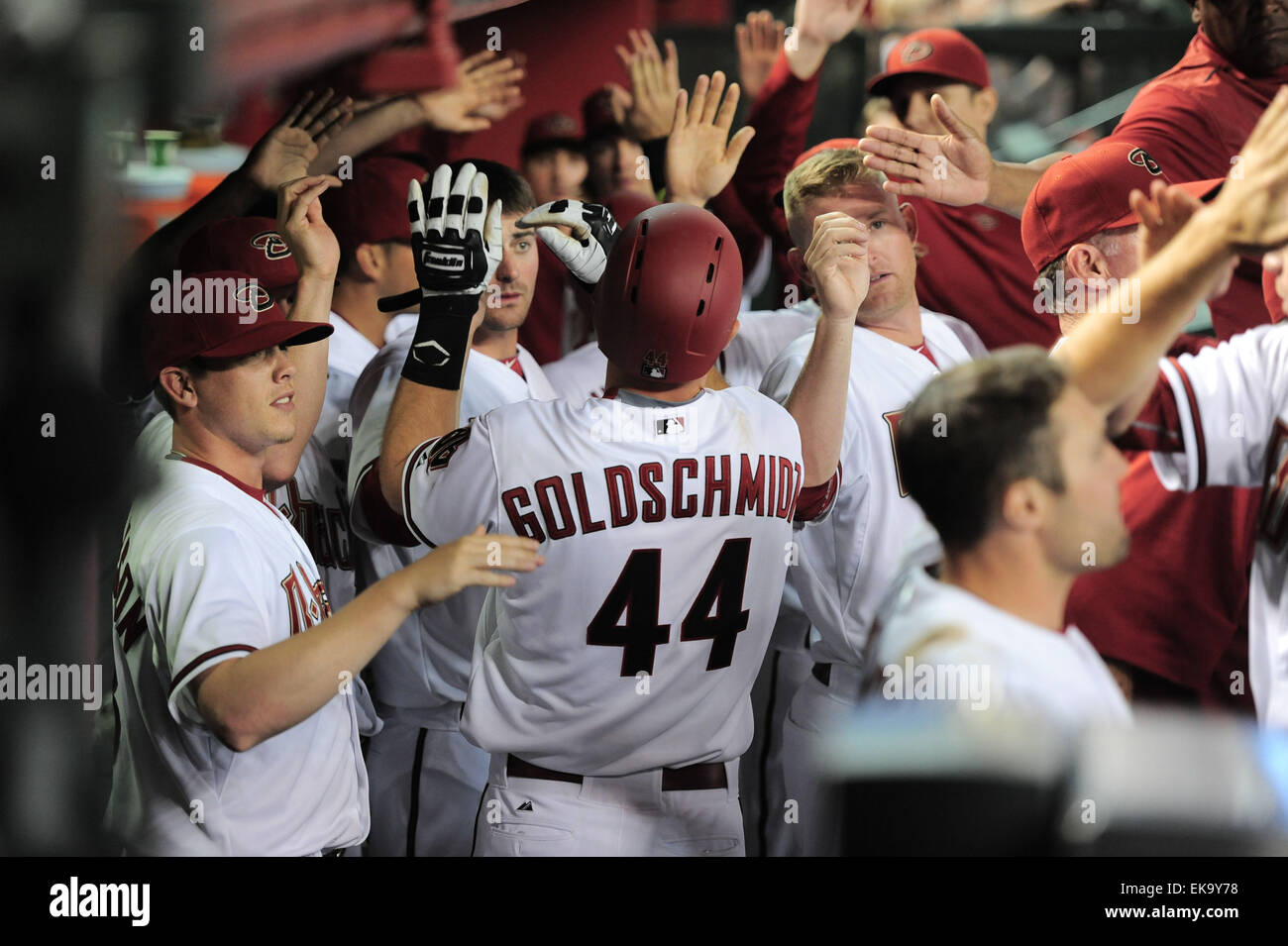 Apr 6, 2015; Phoenix, AZ, USA; Arizona Diamondbacks first baseman Paul ...