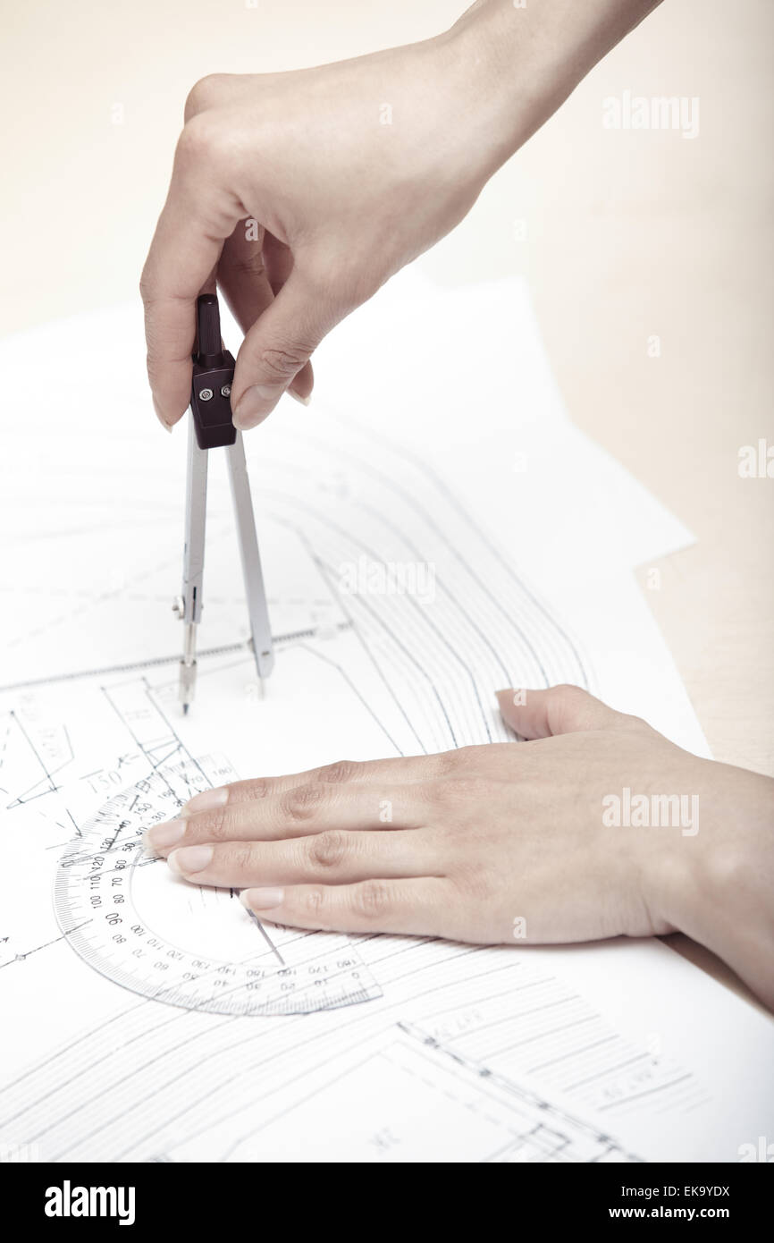 Blueprint scale technical working drawing plan hi-res stock photography ...