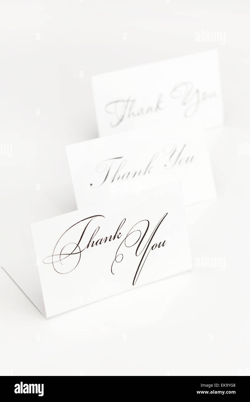card signed thank you isolated on white Stock Photo - Alamy