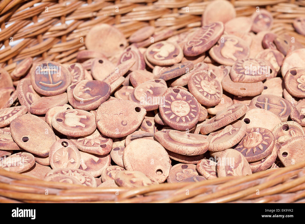 background of clay ornaments in a basket Stock Photo - Alamy