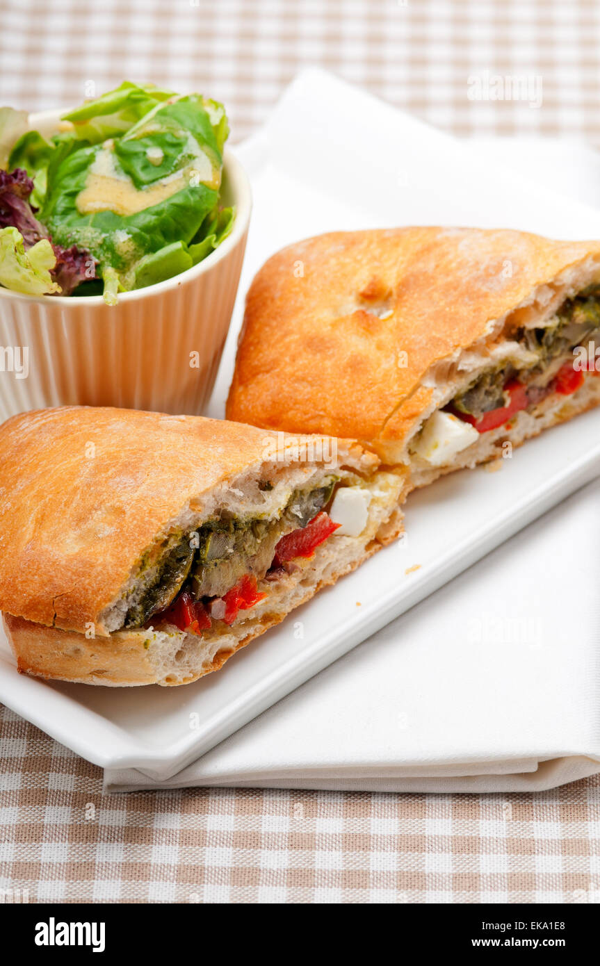 ciabatta panini sandwichwith vegetable and feta Stock Photo - Alamy