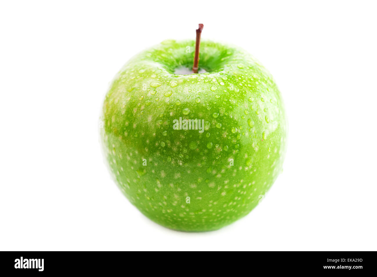big green apple with water drops isolated on white Stock Photo - Alamy