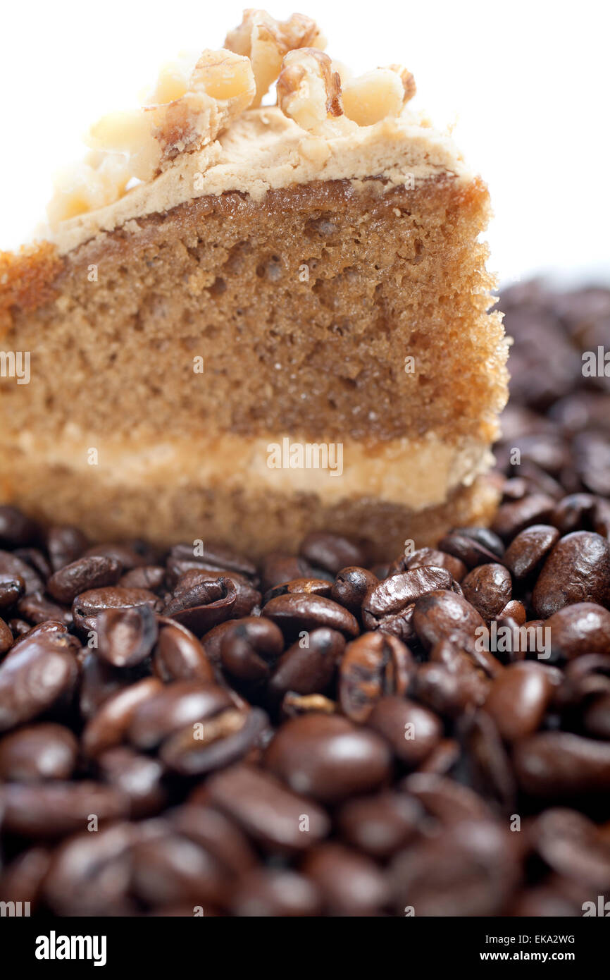 Coffee cake with fresh beans Stock Photo - Alamy