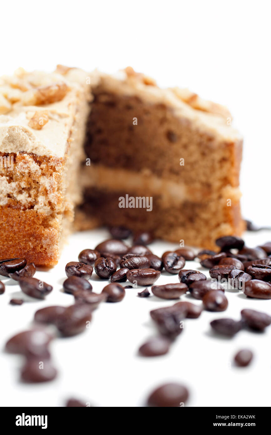 Coffee cake with fresh beans Stock Photo - Alamy