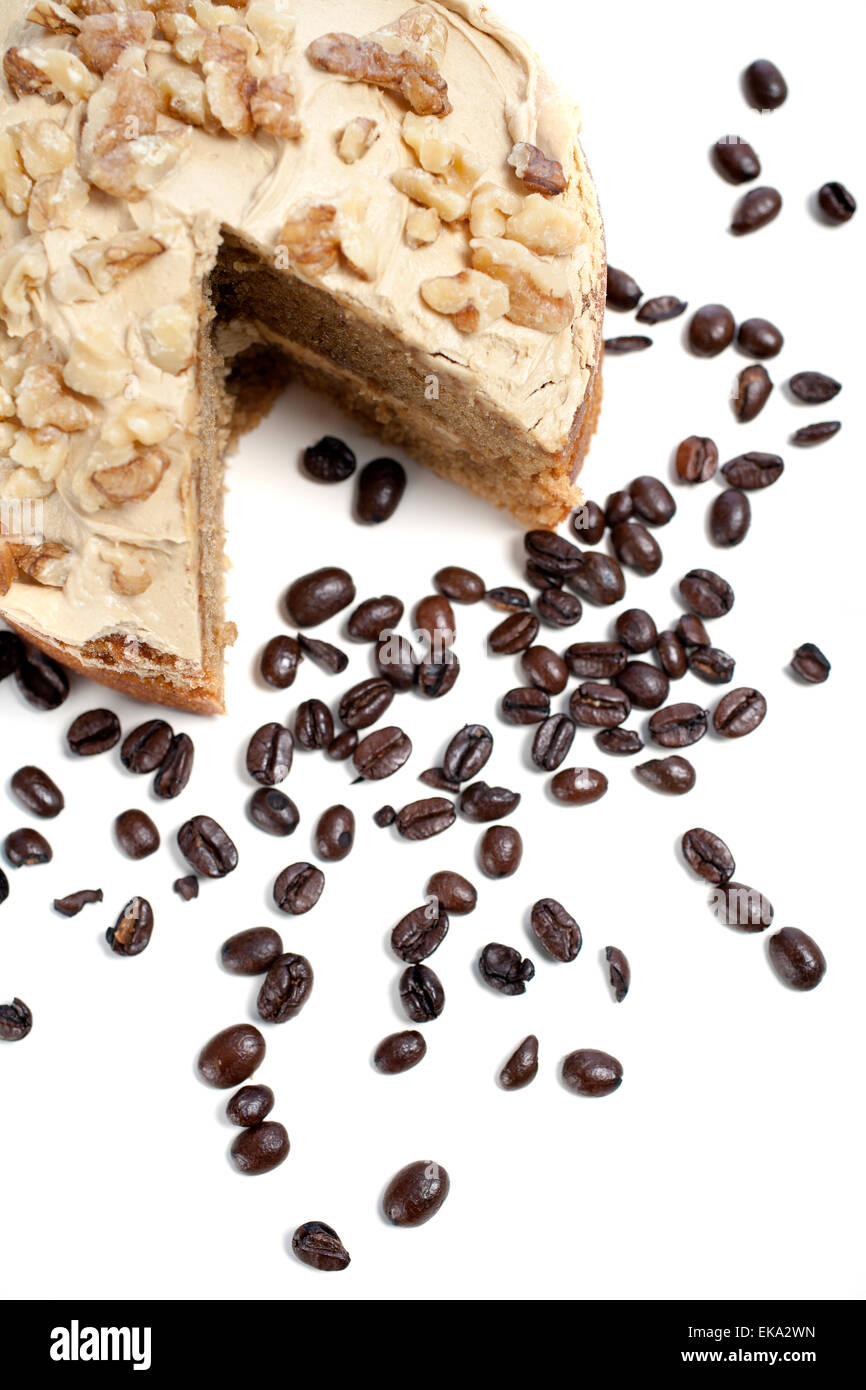 Coffee cake with fresh beans Stock Photo - Alamy
