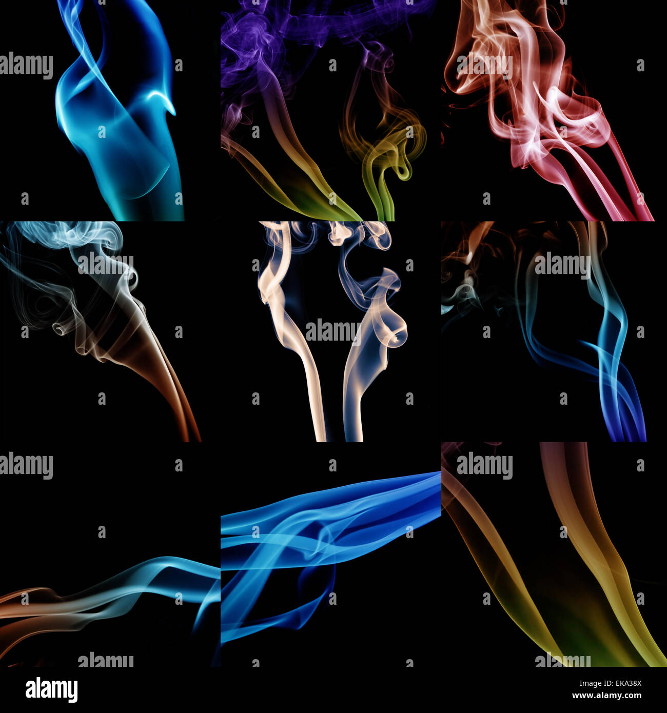 collage of wave and smoke of different colors Stock Photo - Alamy