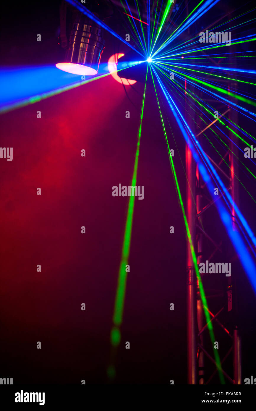 Laser lights on a dance floor Stock Photo - Alamy