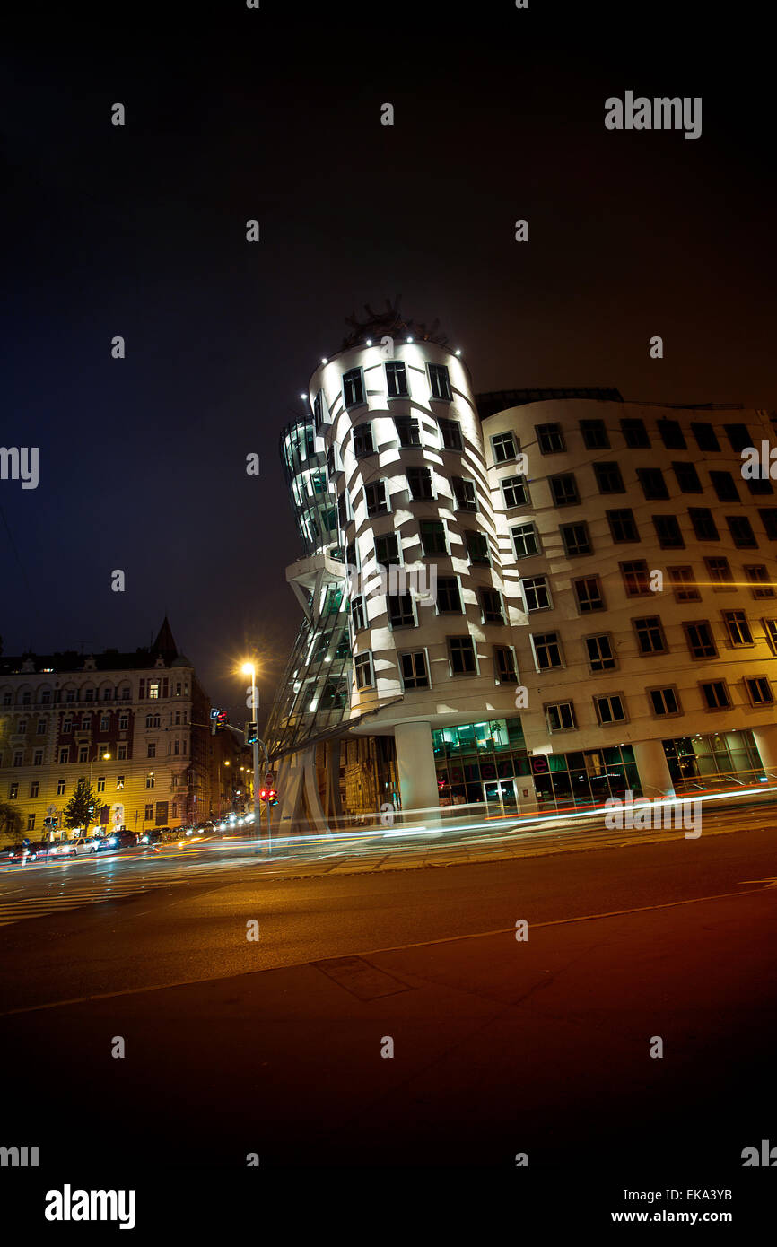 beautiful night view of Prague Dancing House Stock Photo - Alamy
