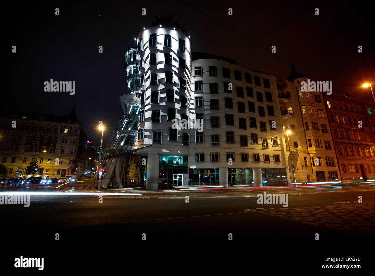 beautiful night view of Prague Dancing House Stock Photo - Alamy