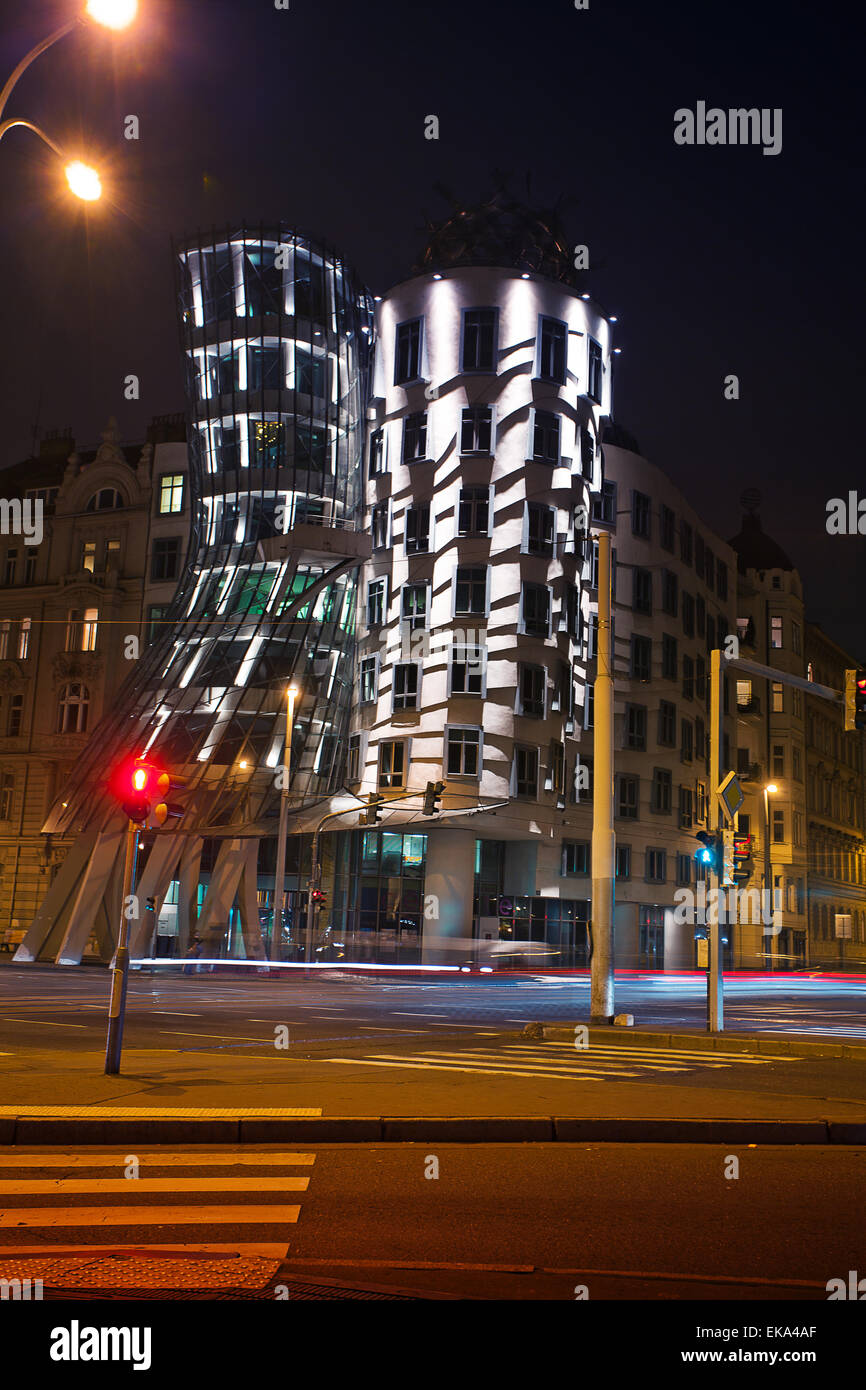 beautiful night view of Prague Dancing House Stock Photo - Alamy