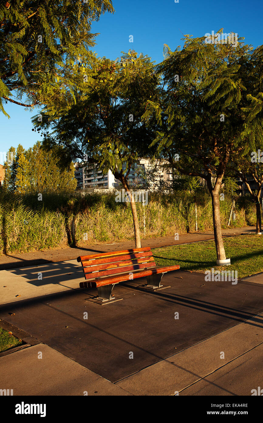 lonely bench in a green park Stock Photo - Alamy