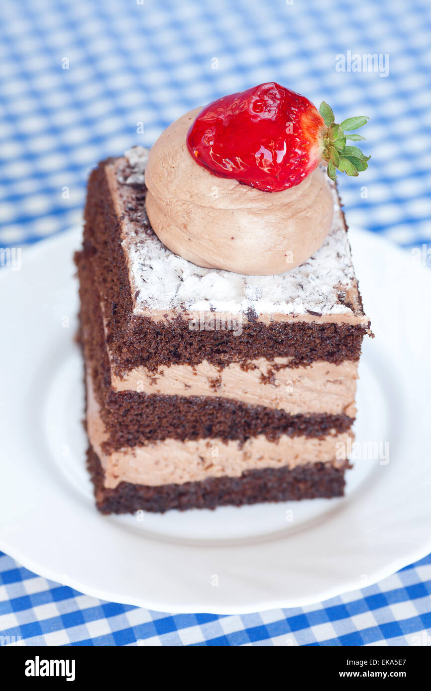 beautiful cake with strawberry on plaid fabric Stock Photo - Alamy