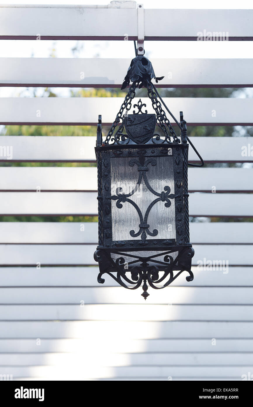 decorative lantern hanging in the arbor Stock Photo - Alamy