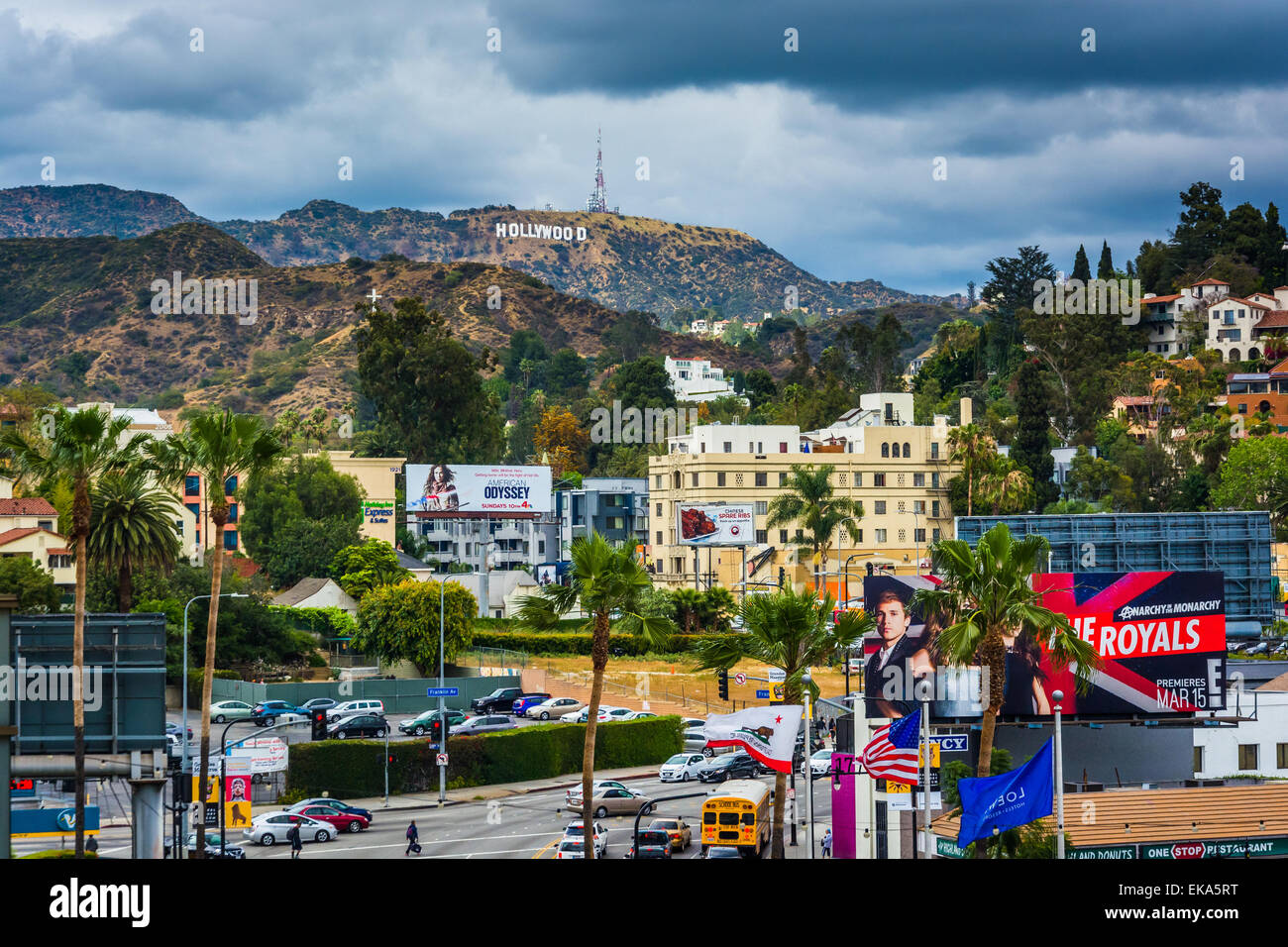 View of the Hollywood Sign, in Hollywood, Los Angeles, California Stock ...