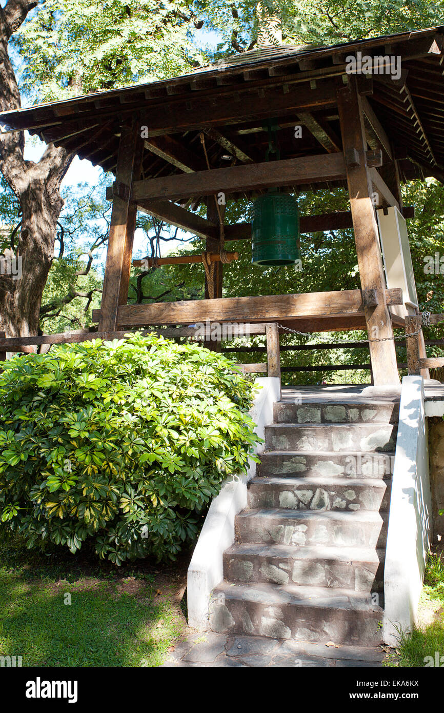 Japanese bell in the background of green trees Stock Photo - Alamy