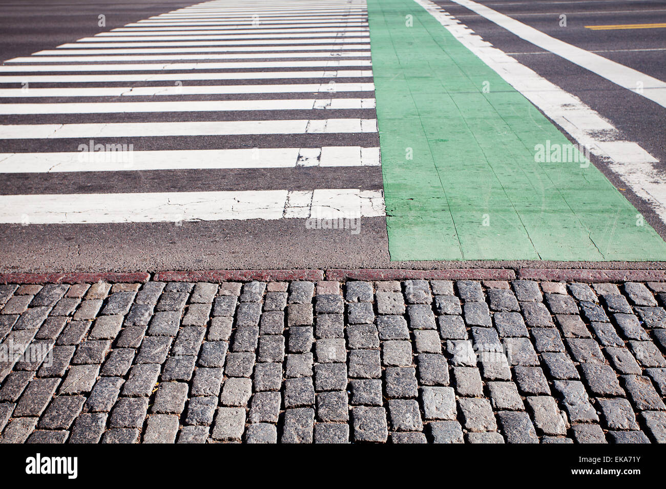 crosswalk, bicycle lane and pavement Stock Photo - Alamy