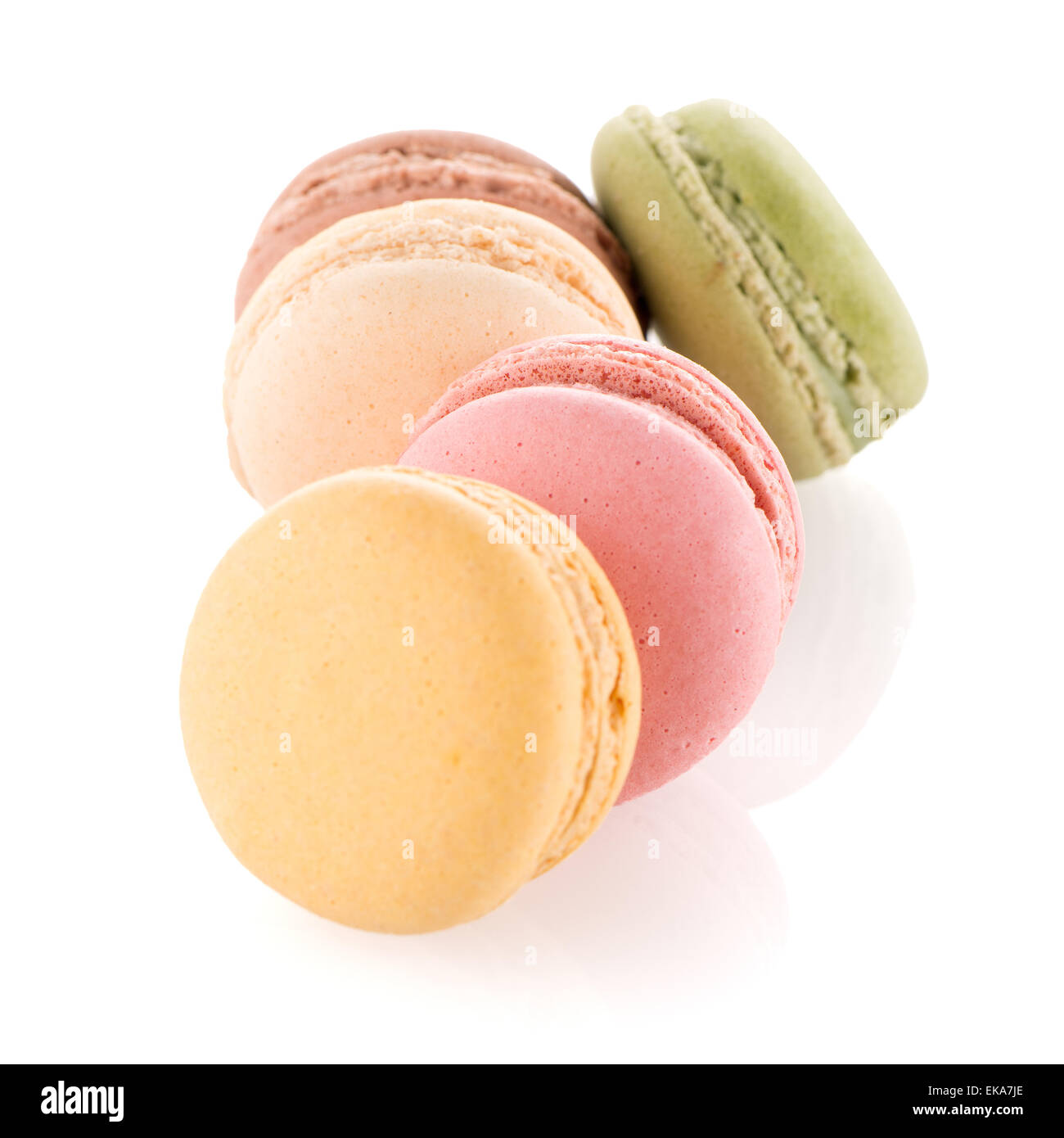 Colorful French Macarons on the white background Stock Photo - Alamy