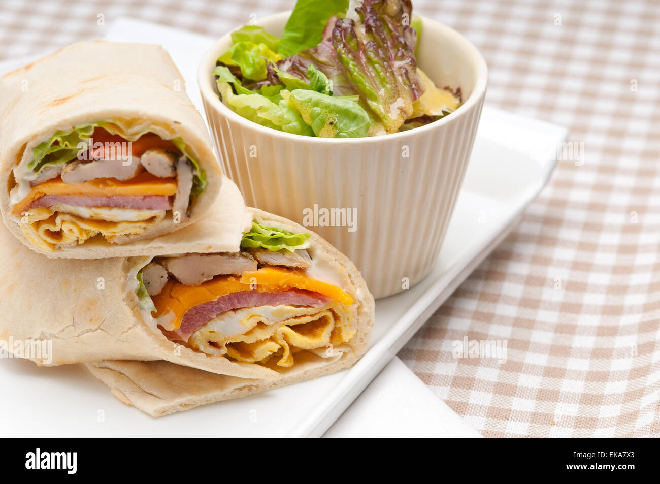 club sandwich pita bread roll Stock Photo - Alamy