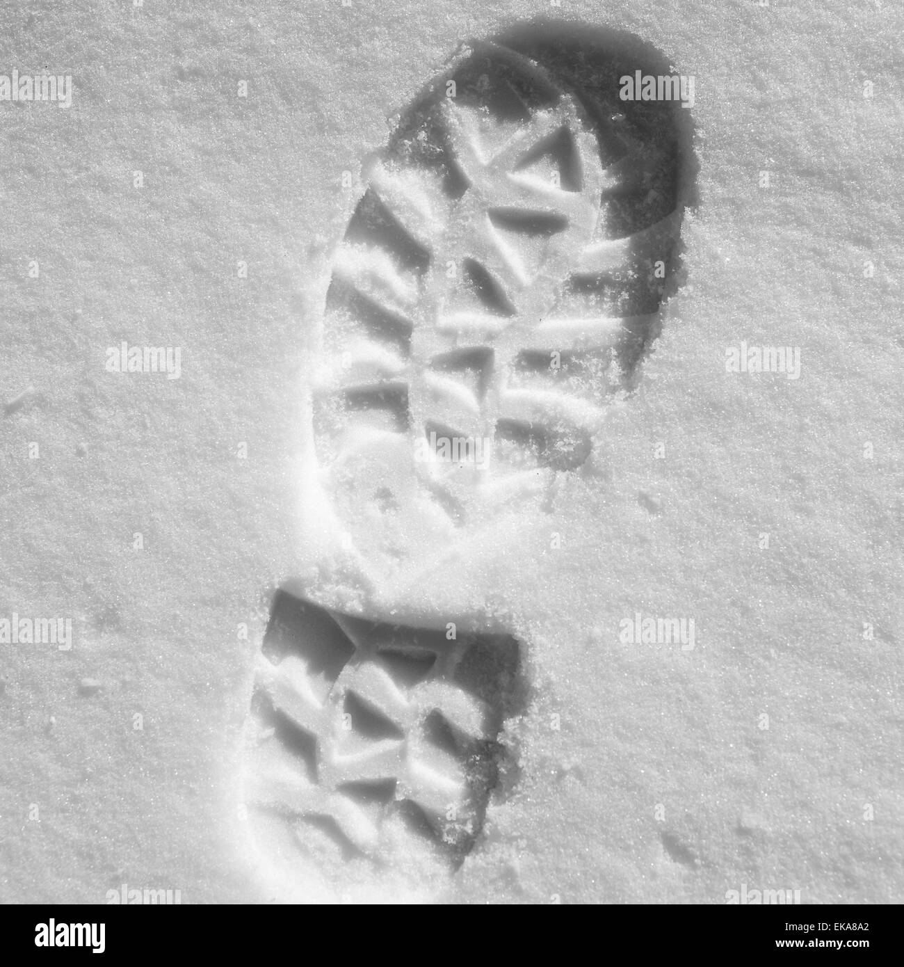 a footprints in fresh snow Stock Photo - Alamy
