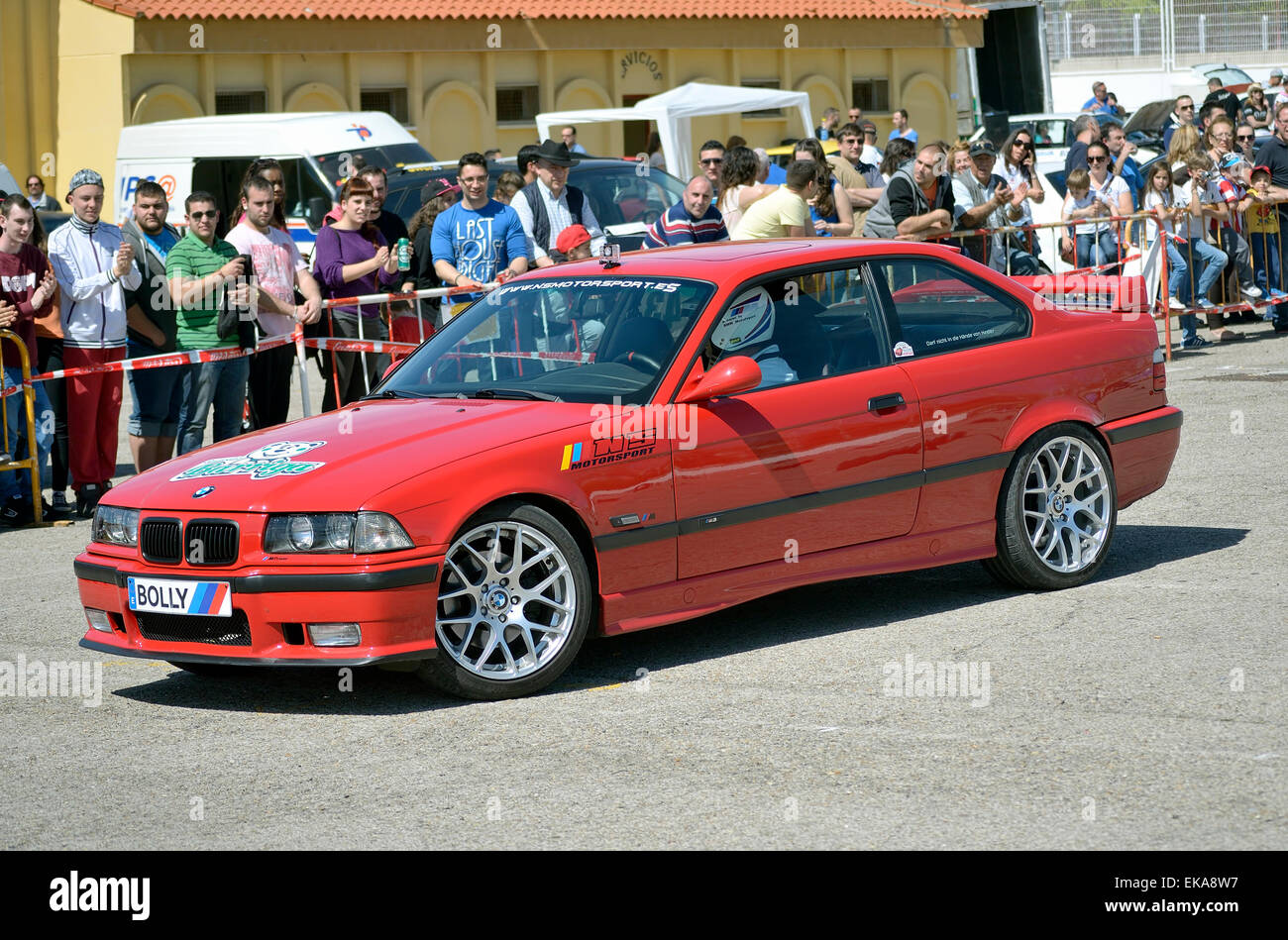 Car rally, of slalom, at public street. Francisco Barriga Valencia with ...